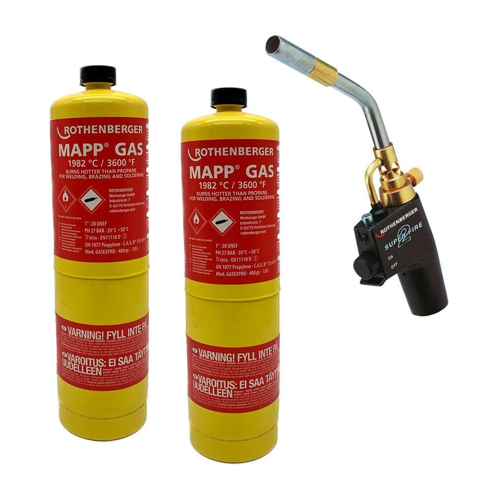 Soplete Super Fire 2 + 2 Botellas Rothenberger | Makpoint.es